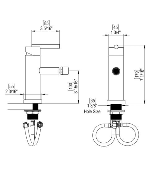Rubinet Genesis Single Hole Bidet Tap With Clicker Drain - saniterica